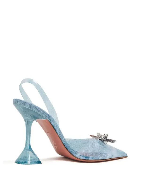 Amina Muaddi 95mm Bow-detail Pumps - Blue