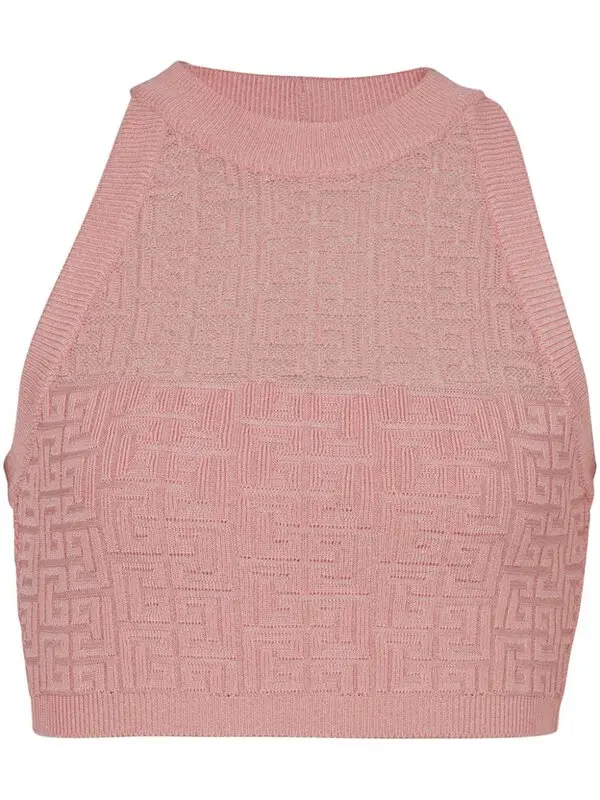 Balmain Monogram Knitted Top - Pink