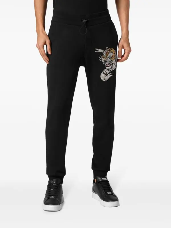 Philipp Plein Tiger-appliqué Drawstring Track Pants
