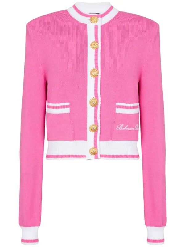 Balmain Embroidered-logo Knit Cardigan