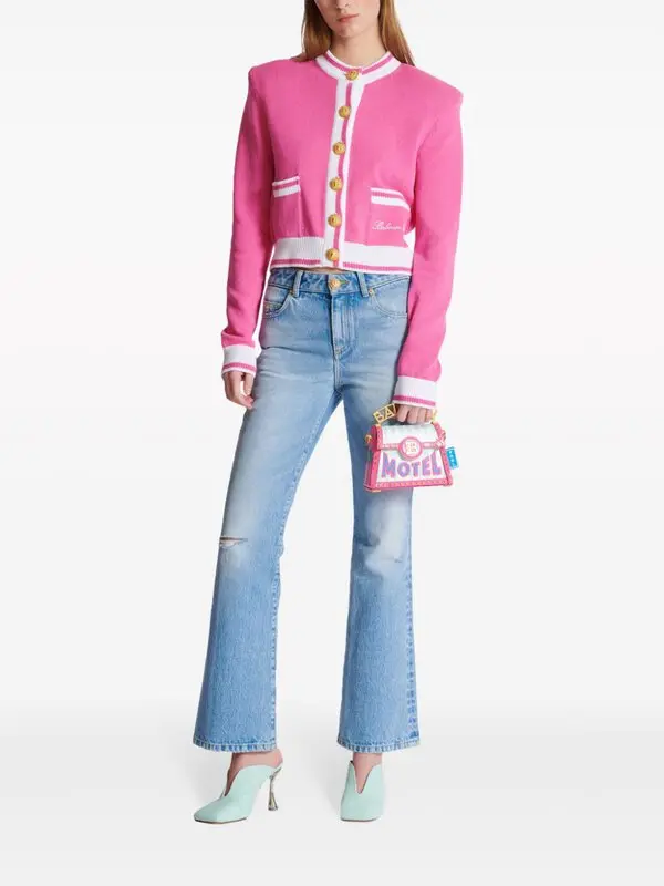 Balmain Embroidered-logo Knit Cardigan