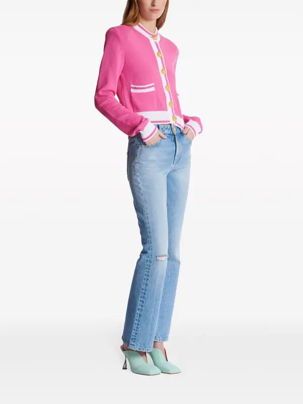 Balmain Embroidered-logo Knit Cardigan