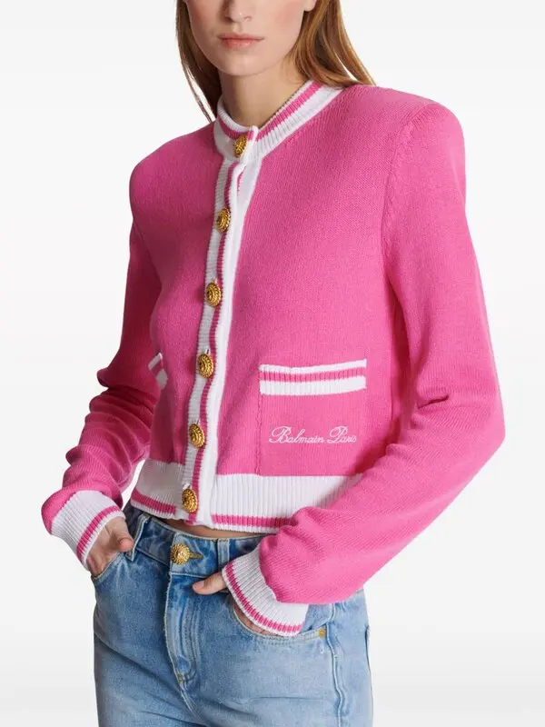 Balmain Embroidered-logo Knit Cardigan