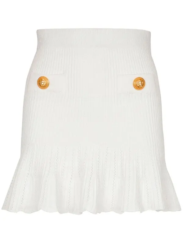 Balmain Peplum-hem Knit Mini Skirt