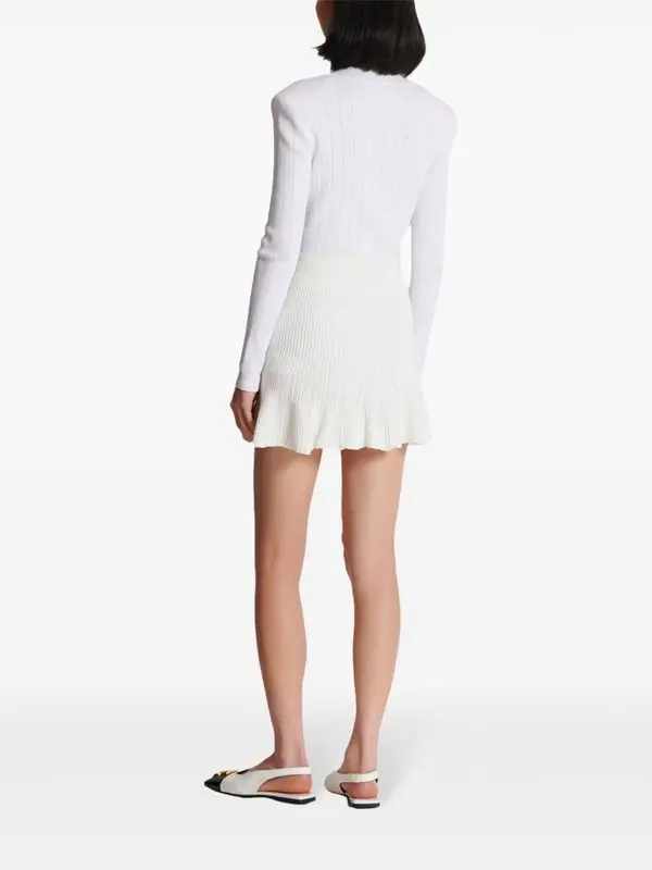 Balmain Peplum-hem Knit Mini Skirt