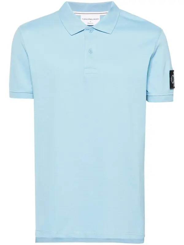 Calvin Klein Logo-patch Piqué Polo Shirt - Blue