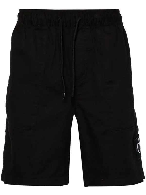 Calvin Klein Logo-patch Twill Bermuda Shorts - Black