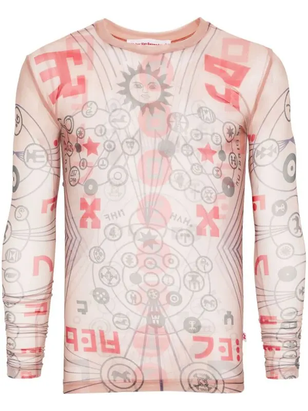 WALTER VAN BEIRENDONCK Graphic-print Mesh Top