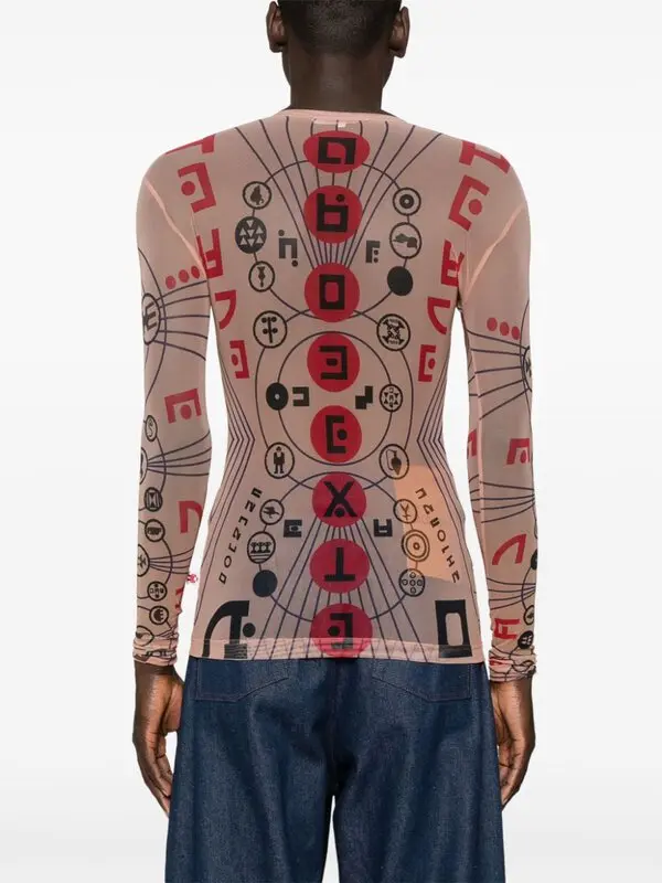 WALTER VAN BEIRENDONCK Graphic-print Mesh Top