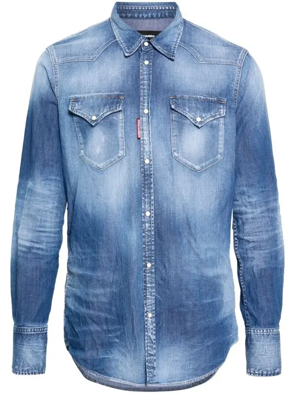 Dsquared2 Stonewashed Denim Shirt - Blue