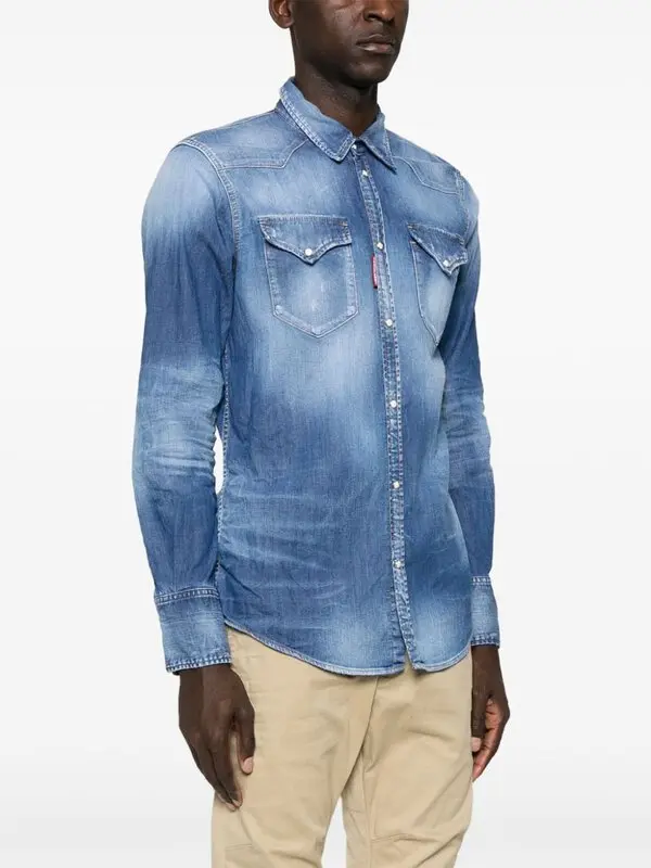 Dsquared2 Stonewashed Denim Shirt - Blue