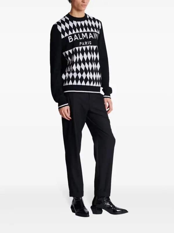 Balmain Paris Diamond Wool Jacquard Jumper