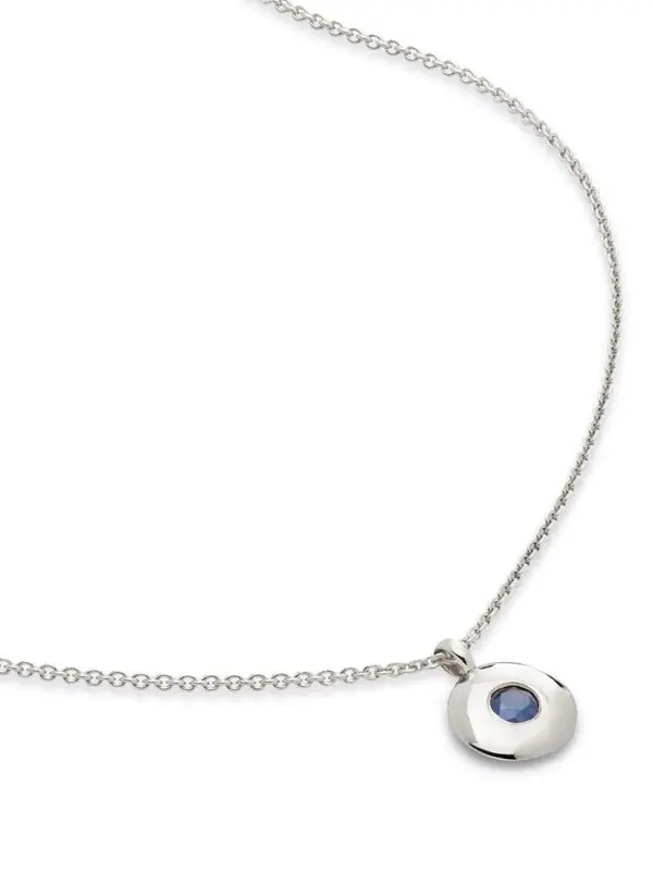 Monica Vinader September Sapphire Pendant Necklace - Silver