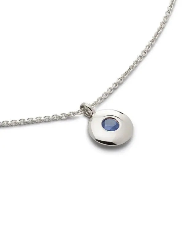 Monica Vinader September Sapphire Pendant Necklace - Silver