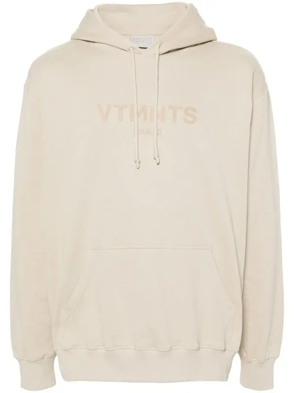 VTMNTS Logo-print Cotton Hoodie - Neutrals