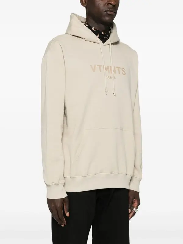 VTMNTS Logo-print Cotton Hoodie - Neutrals