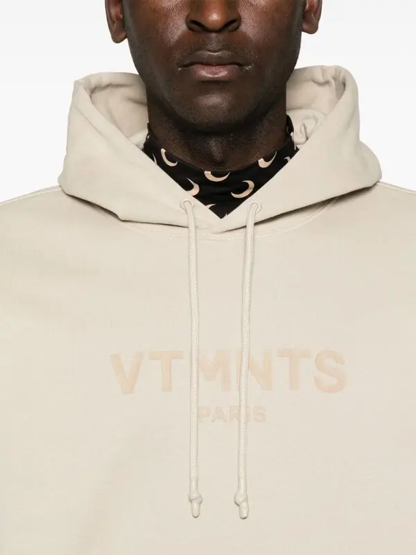 VTMNTS Logo-print Cotton Hoodie - Neutrals