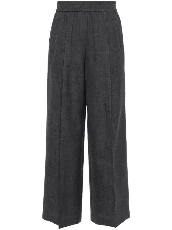 Brunello Cucinelli Virgin Wool Palazzo Pants - Grey