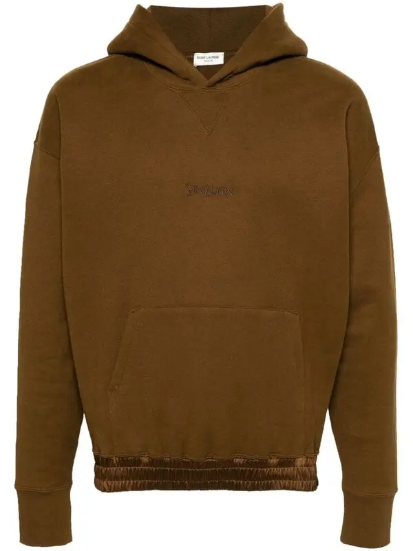 Saint Laurent Logo-embroidered Cotton Hoodie