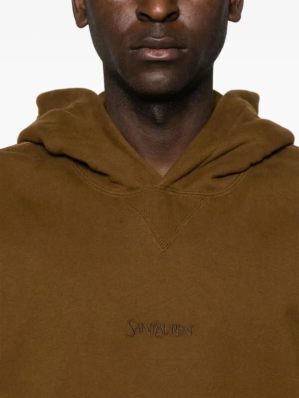 Saint Laurent Logo-embroidered Cotton Hoodie