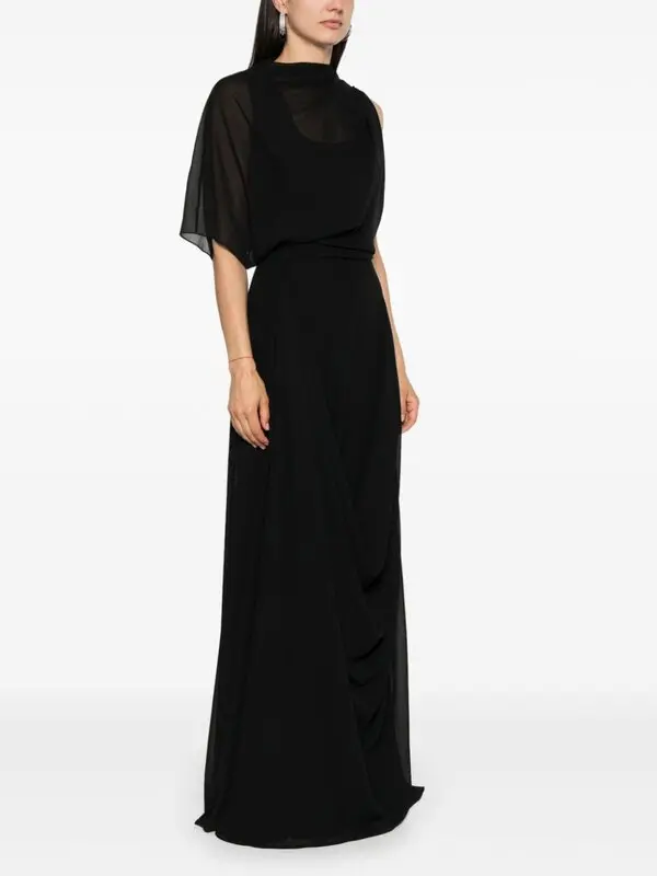 GEMY MAALOUF Crepe De Chine Single-sleeve Draped Gown