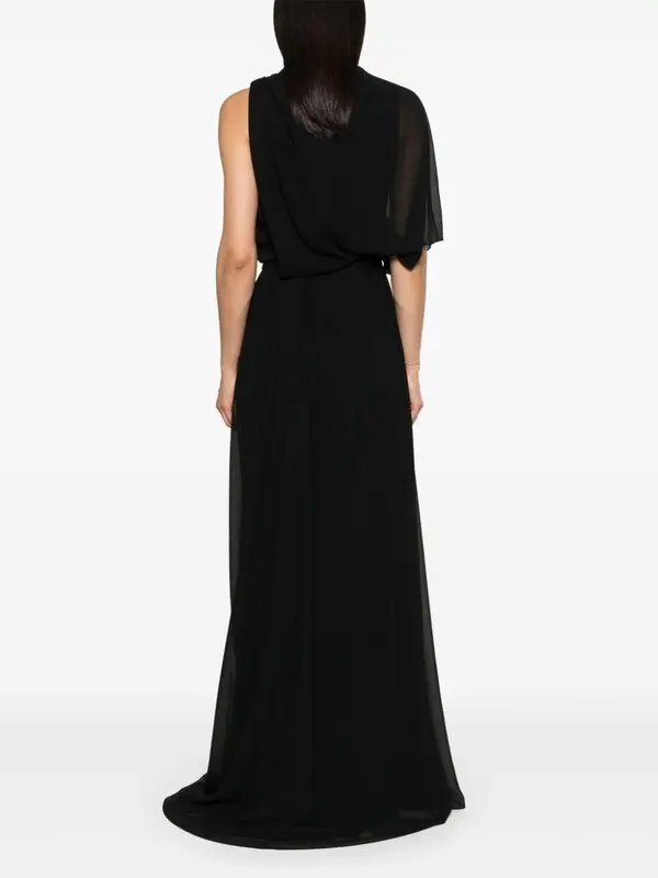 GEMY MAALOUF Crepe De Chine Single-sleeve Draped Gown