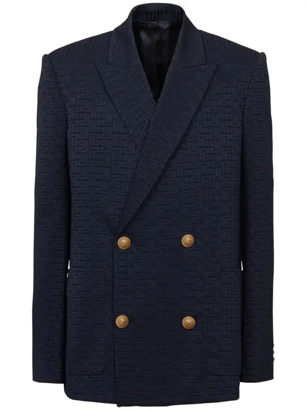 Balmain Pb-monogram Satin Blazer - Blue