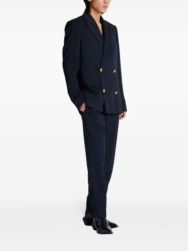 Balmain Pb-monogram Satin Blazer - Blue
