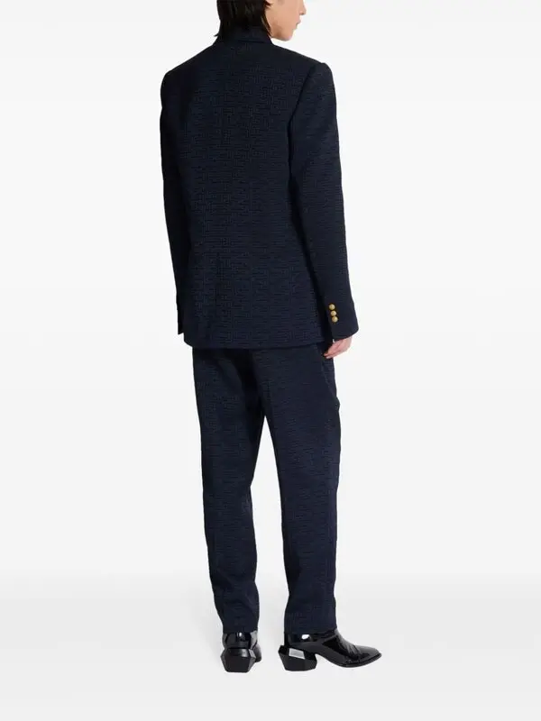 Balmain Pb-monogram Satin Blazer - Blue