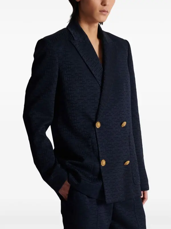 Balmain Pb-monogram Satin Blazer - Blue