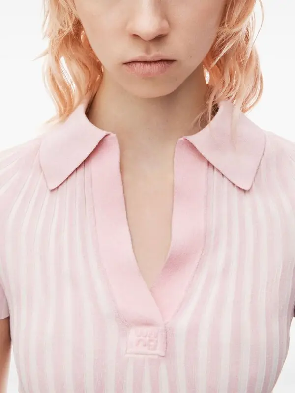 トップス Alexander Wang ribbed-knit Polo Shirt Alexander Wang Ribbed-Knit Polo Shirt In Pink - 51% Off | Editorialist