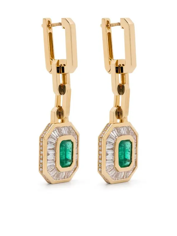Shay 18k Yellow Emerald And Diamond Drop Earrings - Gold
