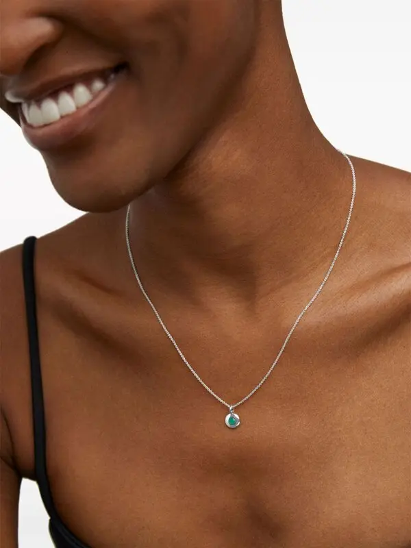Monica Vinader May Emerald Pendant Necklace - Silver