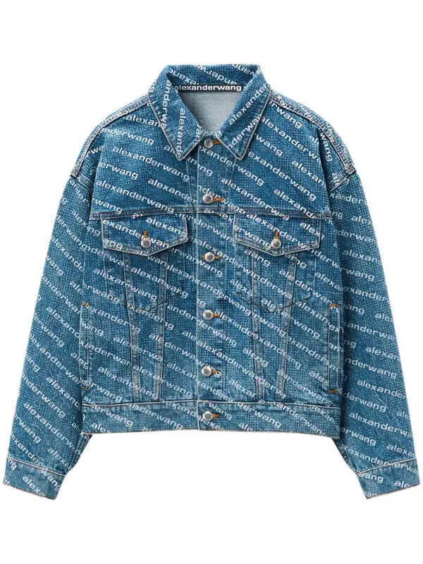 Alexander Wang Logo-print Denim Trucker Jacket - Blue