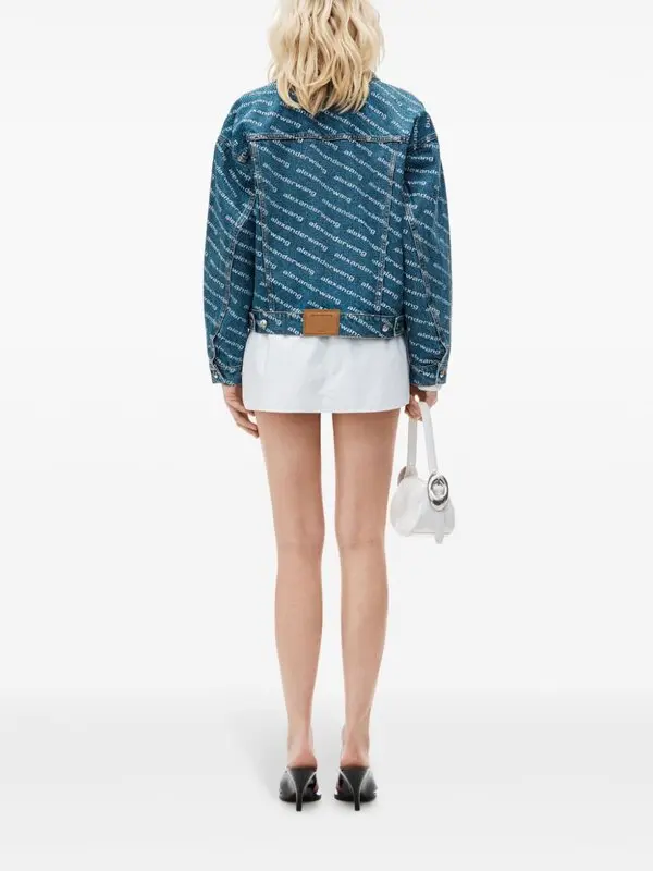 Alexander Wang Logo-print Denim Trucker Jacket - Blue