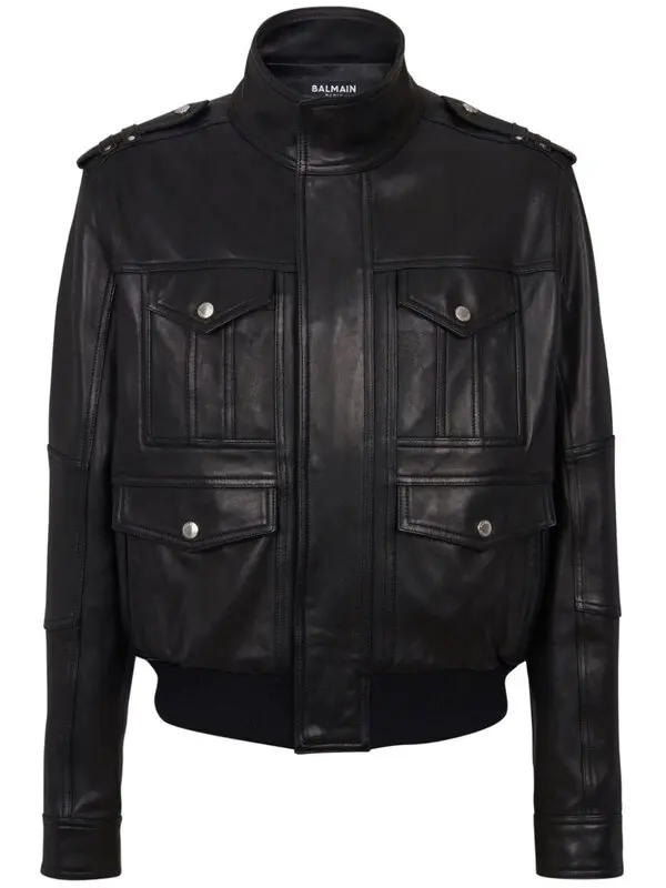 Balmain Long-sleeve Leather Jacket
