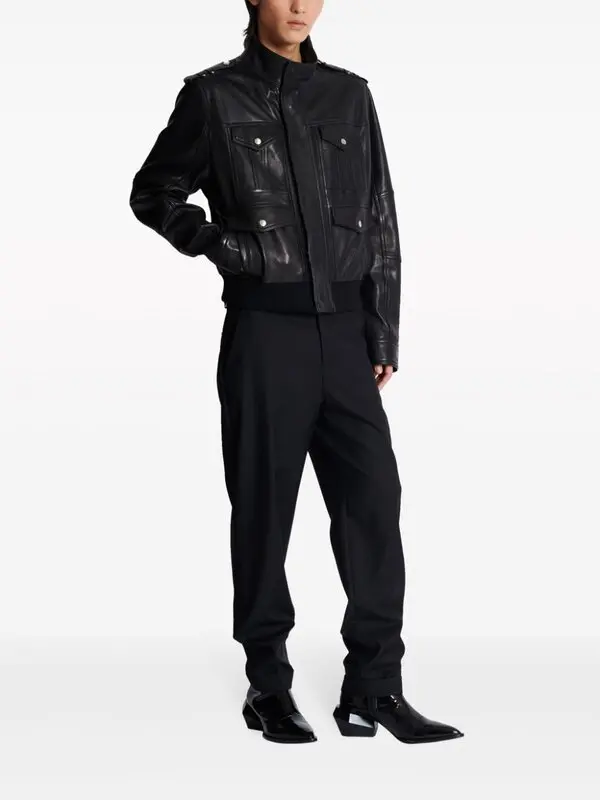 Balmain Long-sleeve Leather Jacket
