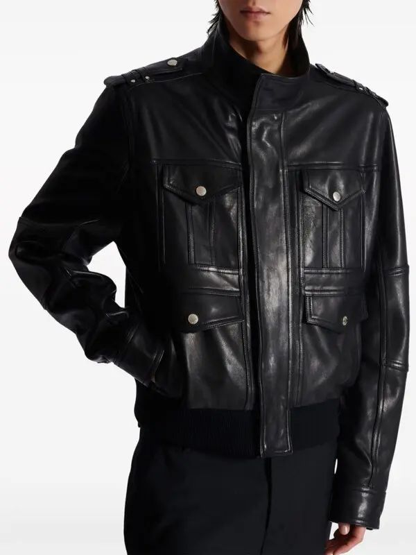 Balmain Long-sleeve Leather Jacket