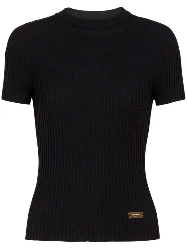 Balmain Logo-plaque Ribbed Knit Top