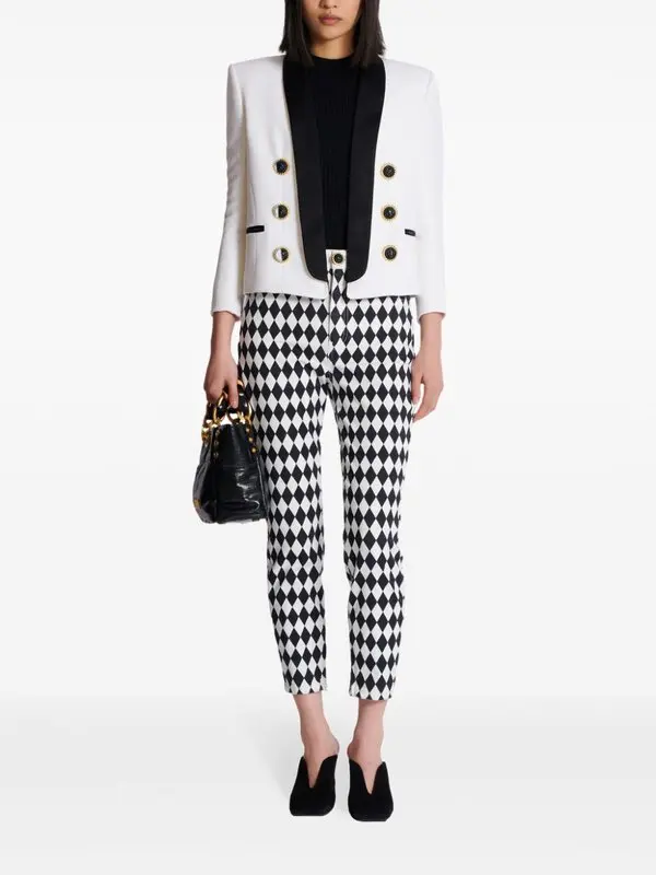 Balmain Logo-plaque Ribbed Knit Top