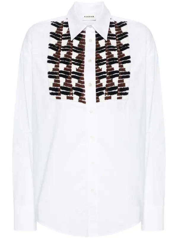 P.a.r.o.s.h Sequinned Cotton Shirt - White