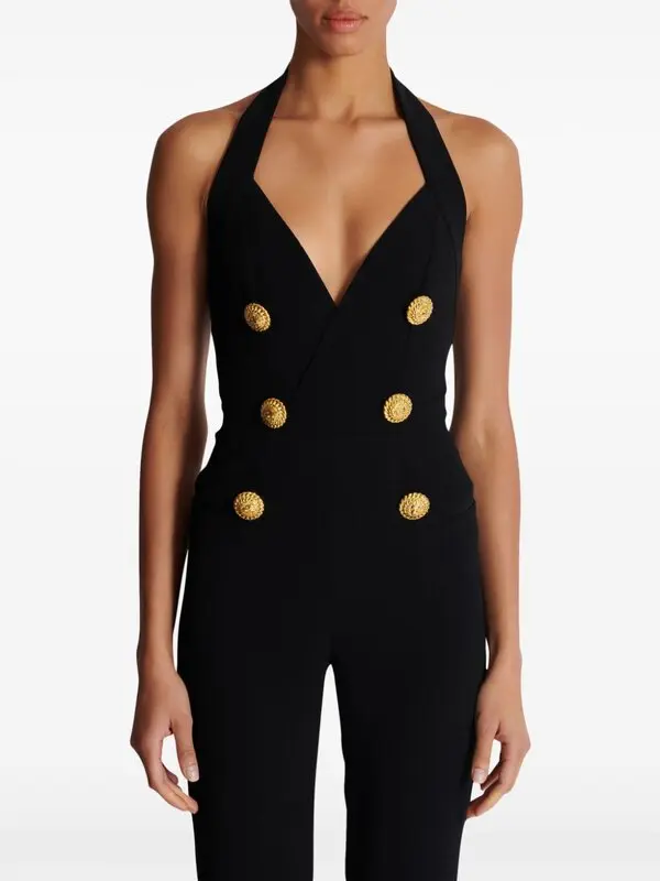 Balmain Halterneck Crepe Jumpsuit