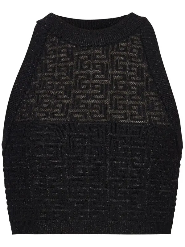 Balmain 4g Halterneck Knit Top - Black