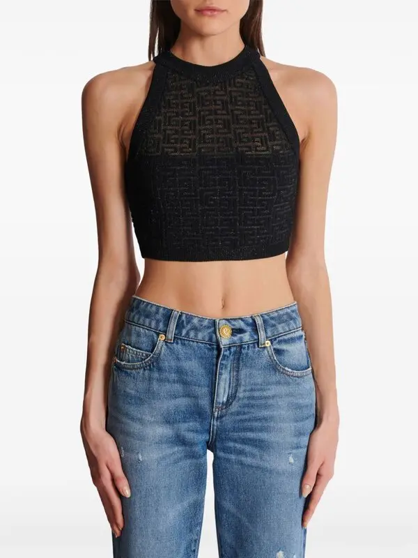 Balmain 4g Halterneck Knit Top - Black