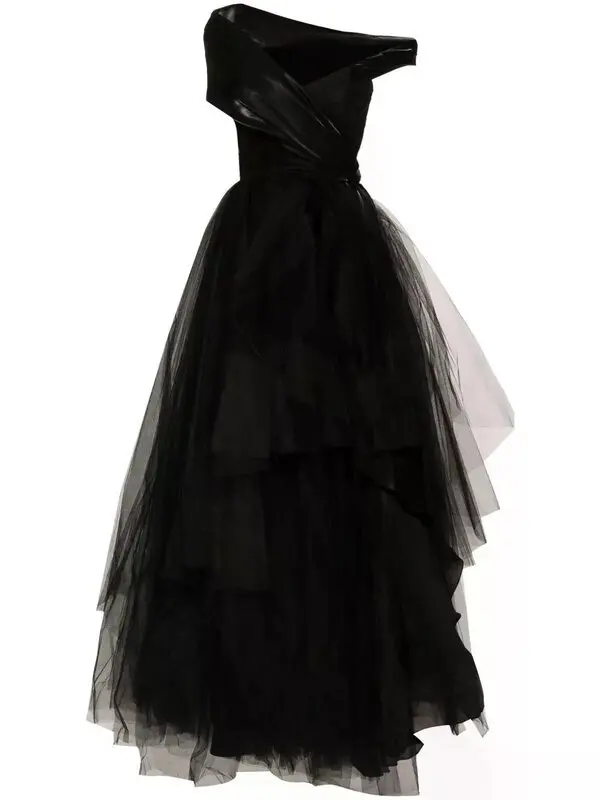 GEMY MAALOUF Off-shoulder Asymmetric Dress - Black