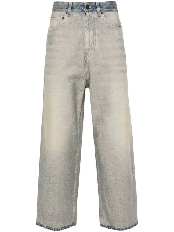 Balenciaga Logo-patch Faded Tapered Jeans