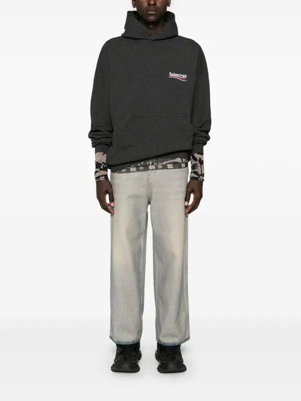 Balenciaga Logo-patch Faded Tapered Jeans