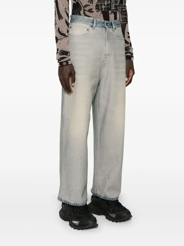 Balenciaga Logo-patch Faded Tapered Jeans