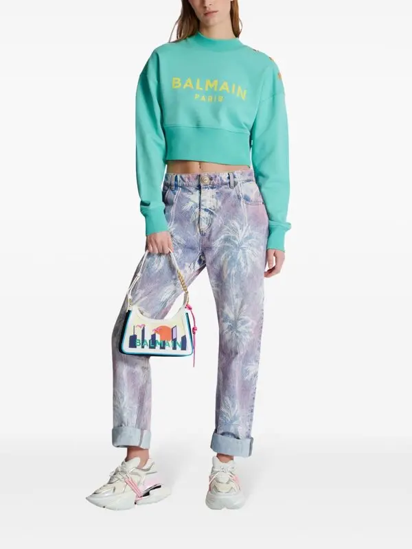 Balmain Logo-print Cropped Sweatshirt