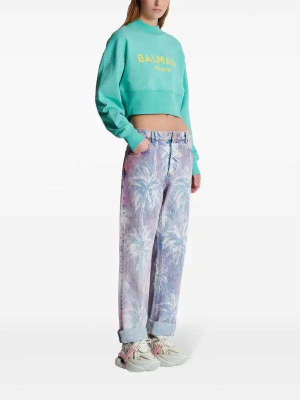 Balmain Logo-print Cropped Sweatshirt